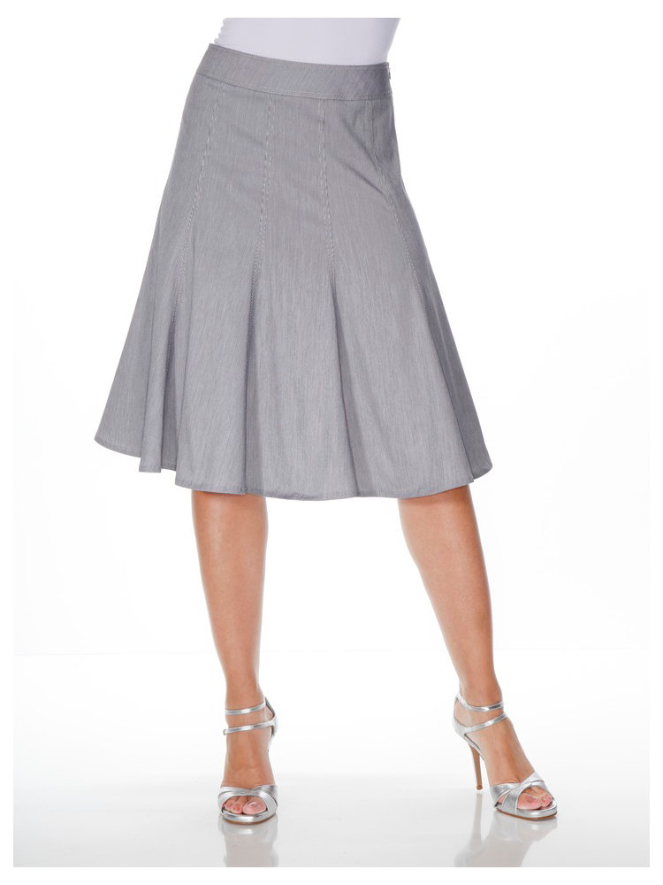 Jupe à godets mi-longue, fines rayures - helline